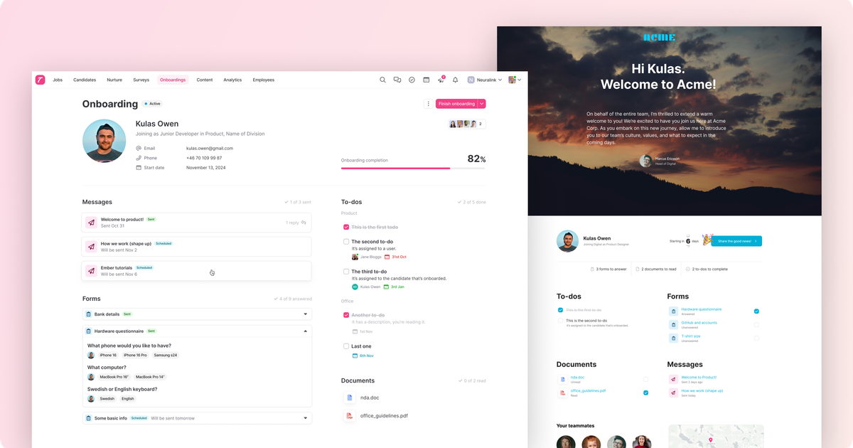 Welcome new hires with Onboarding in Teamtailor 🥳