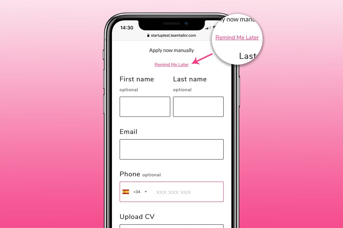 Improved mobile application flow and “Remind me later” feature | Teamtailor